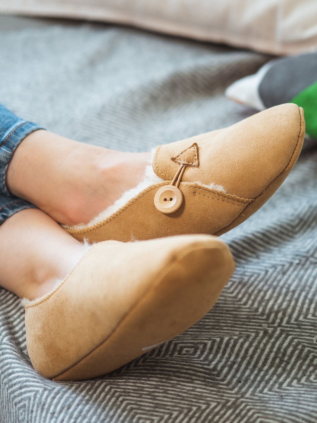 Women's Genuine Sheepskin Slippers 100% Real Fur Hand Crafted SOFT SOLE ...