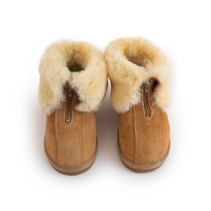 Men's Women's Genuine Sheepskin Slippers With ZIPPER Fur Hand Crafted ...