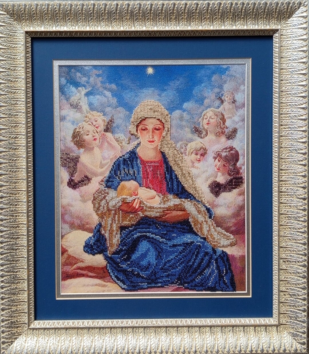 Madonna and Child Beaded Embroidery Icon | Catholic Wall Art - Etsy