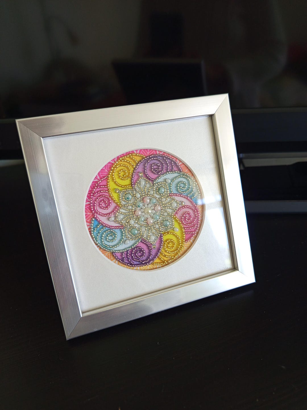 Mandala "formula of Success" – Hand-embroidered Czech Bead Art in ...