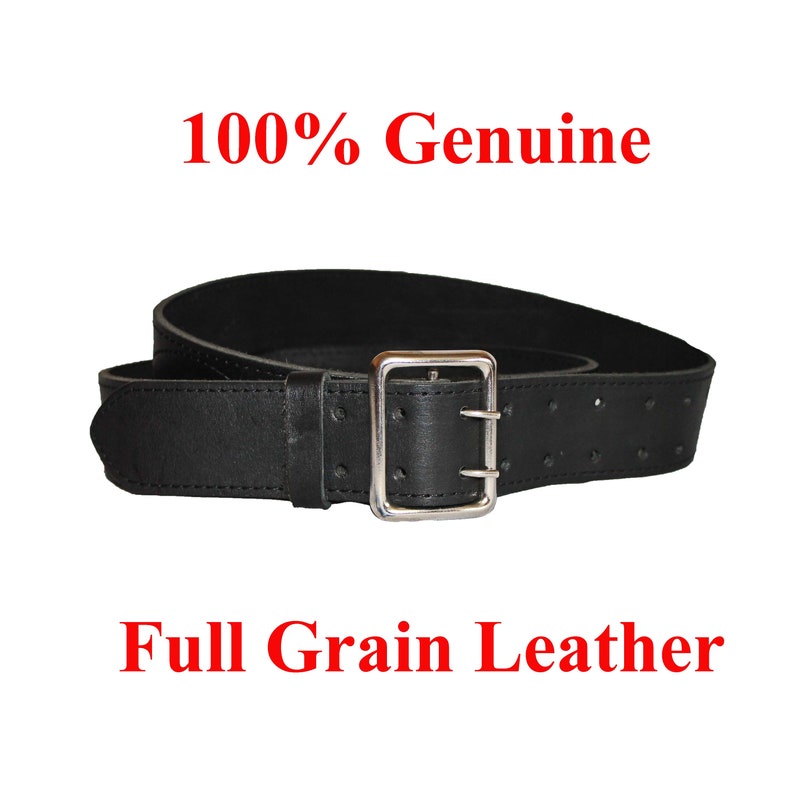 Men's Heavy Duty Leather Belts With Double Prong Buckle, Wide 2 Inch ...
