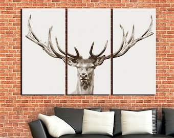 Large Deer Canvas Wall Art - Etsy