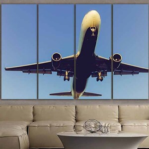 Panel Art Airplane Plane Canvas Art Aircraft Home Print Mechanism Decor ...