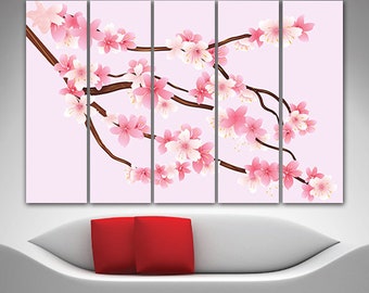 Sakura Canvas Floral Wall Art Cherry Blossom Botanical Decor | Etsy
