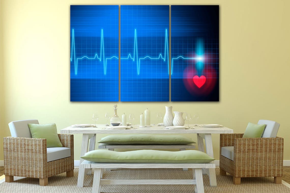 Cardiogram Heart Wall Art Canvas Science Decor Pulse Medical - Etsy