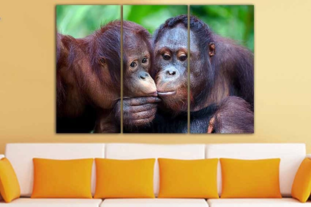 Monkey Print Monkey Canvas Monkey Wall Art Animal Decor Monkey Home ...