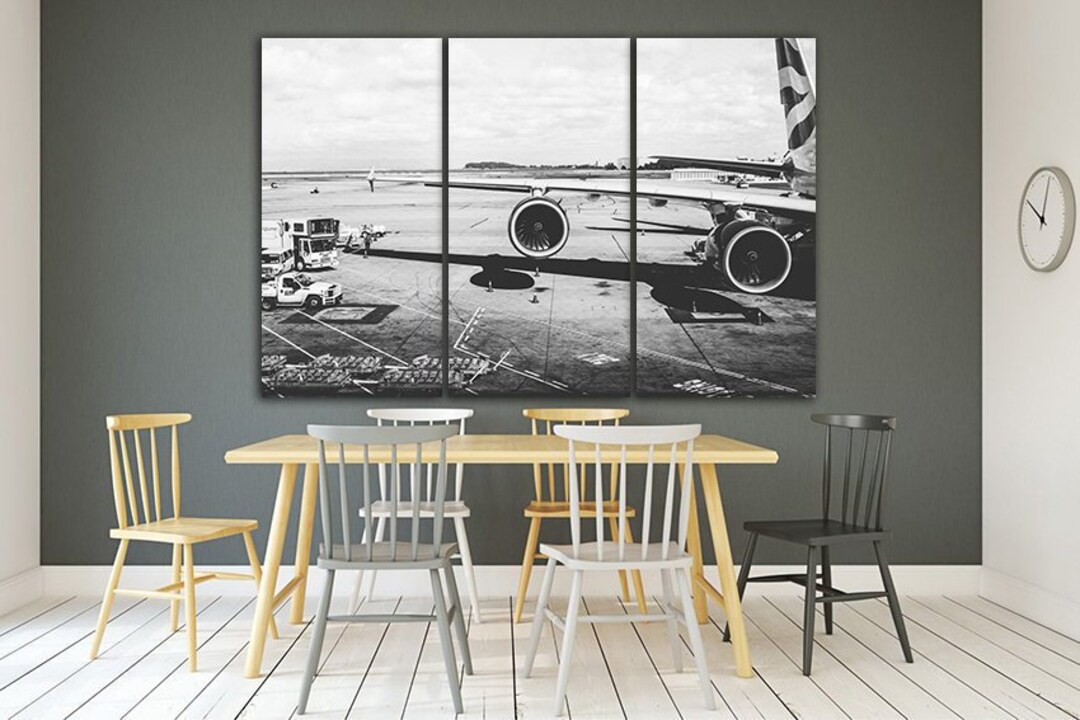 Wall Art Canvas Airplane Wing Aircraft Wall Decor Airport Print ...