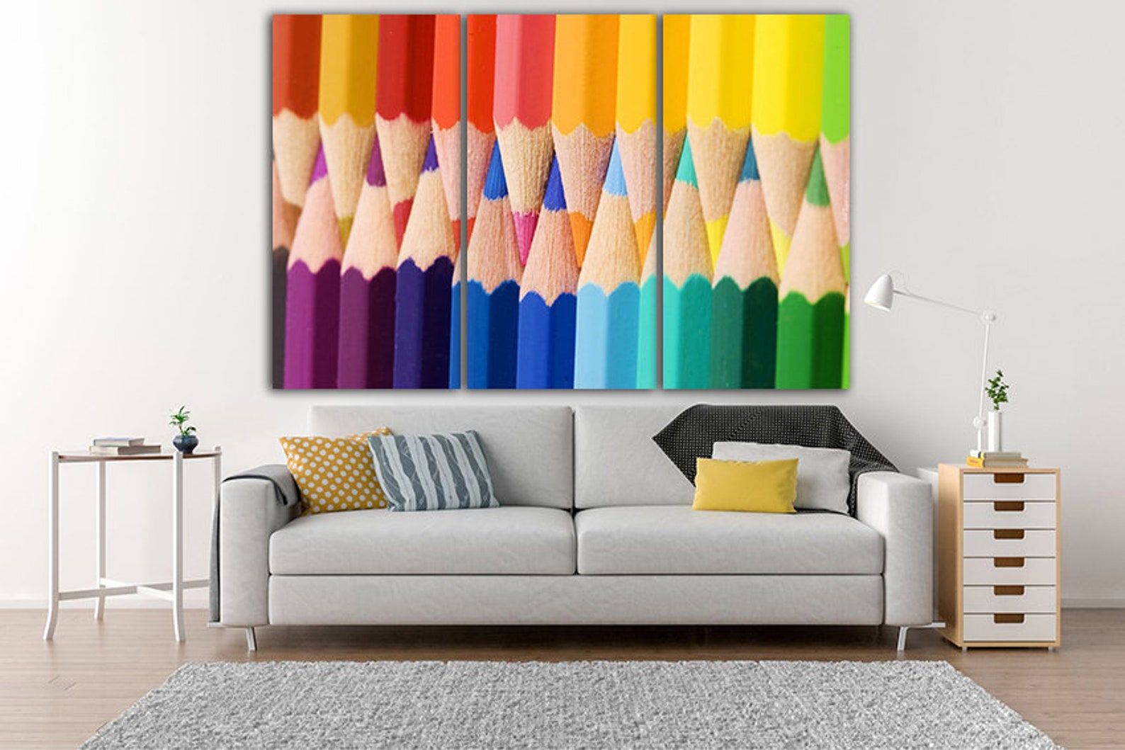 Pencil Canvas Color Pencil Decor Pencil Wall Art Rainbow | Etsy