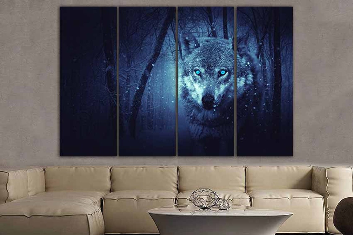 Wolf canvas Wolf art Wolf print Animal decor Wolf poster Wolf | Etsy