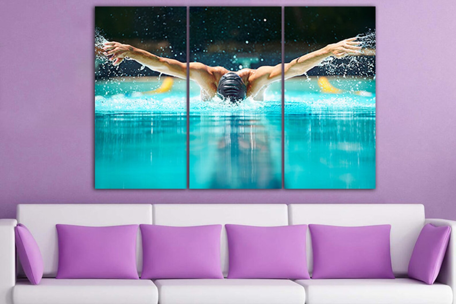 Swimming Canvas Swimming Print Sport Decor Swimmer Print | Etsy