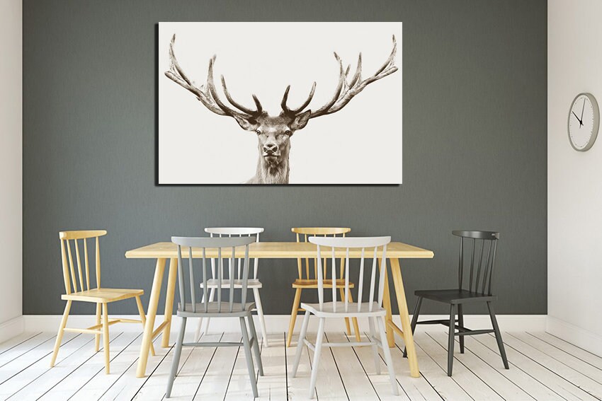 Modern Art Canvas Deer Wall Art Animal Print Forest Animal | Etsy