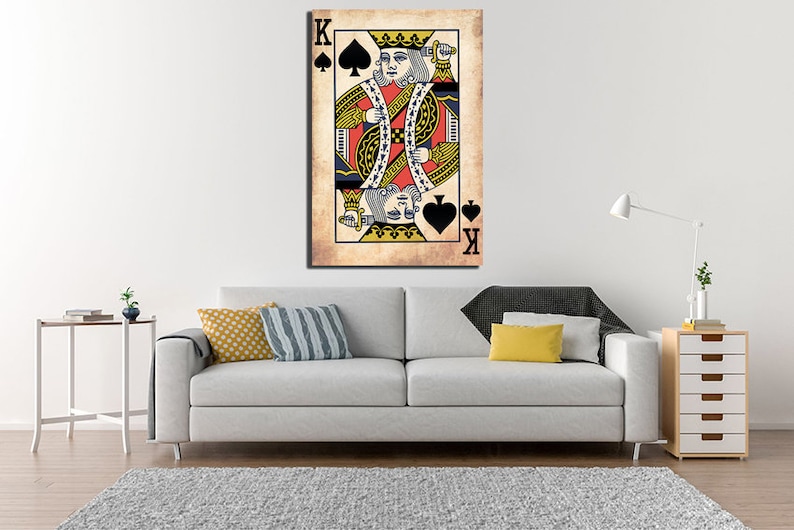 King canvas Playing card print King wall décor Game room décor | Etsy