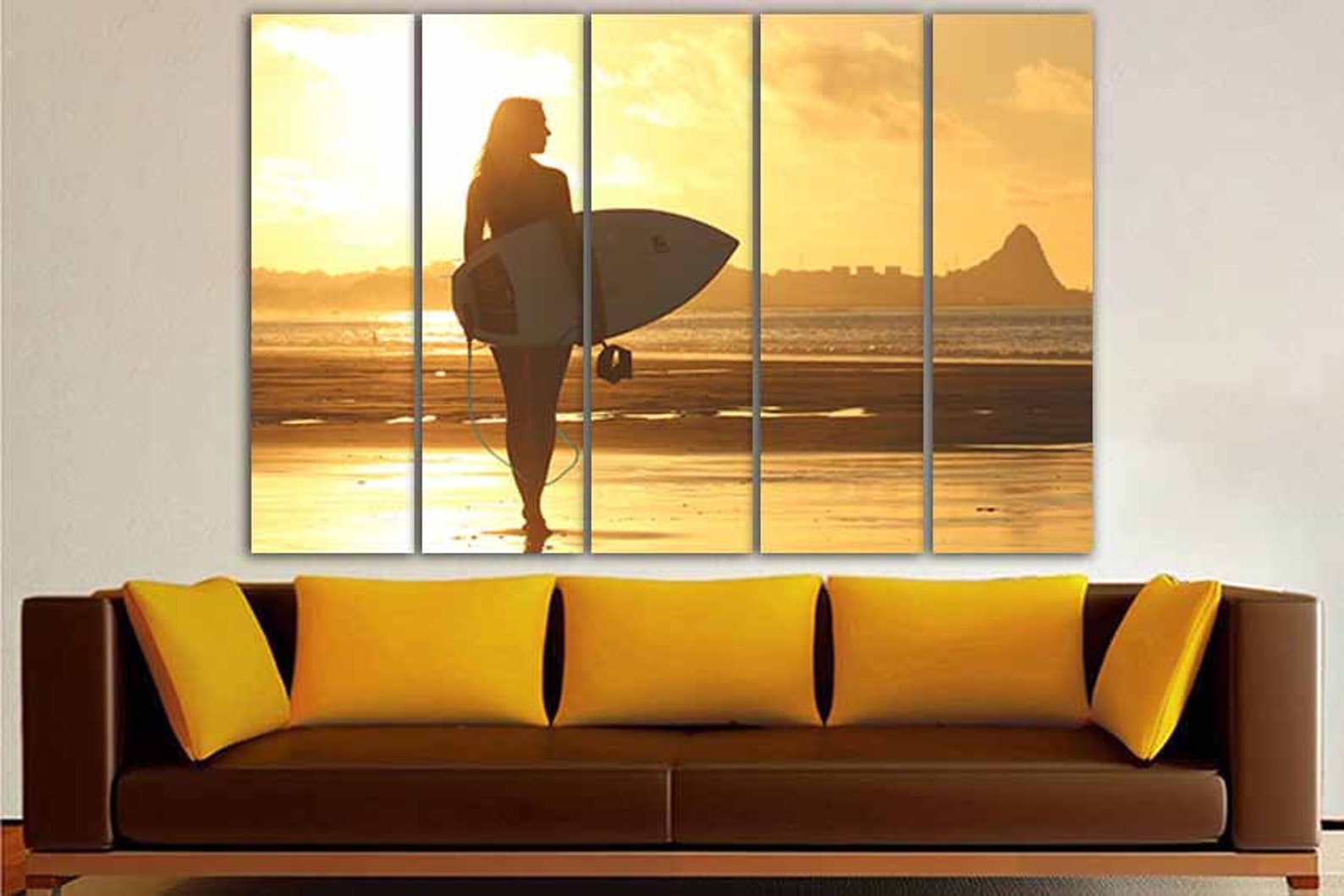 Surfer Girl Surfing Canvas Surfboard Print Surfing Décor Beach | Etsy