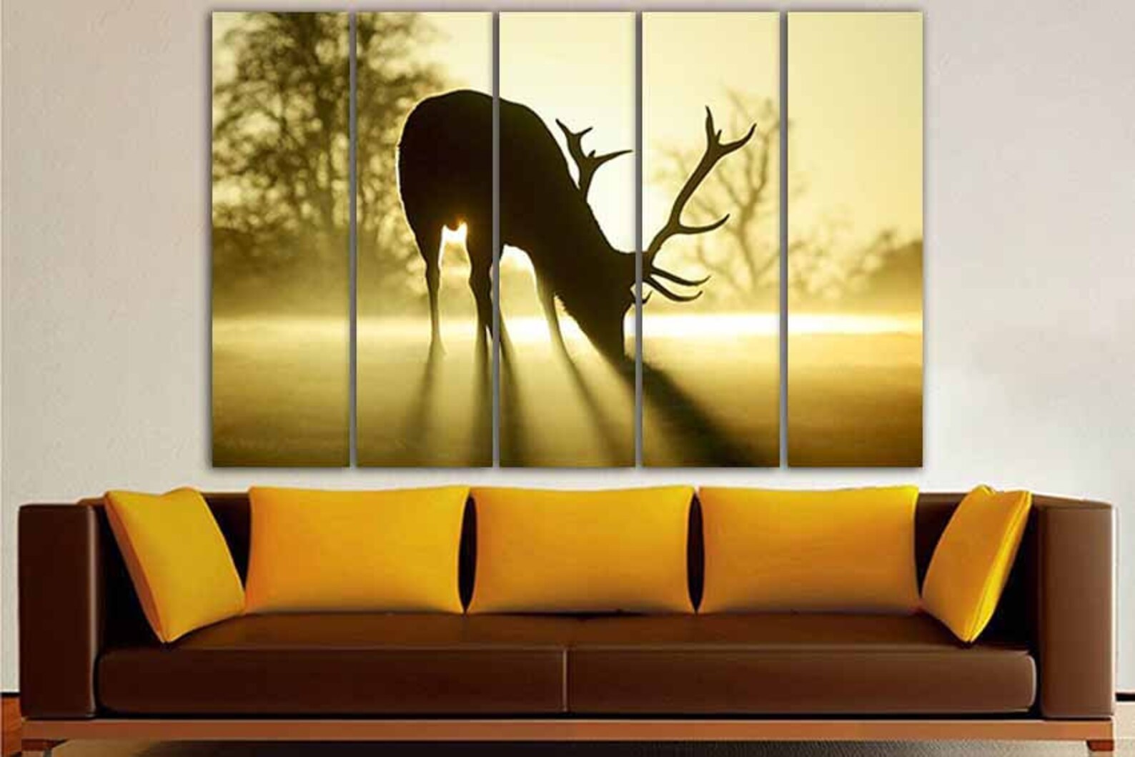 Stag canvas Deer Sunset Silhouette Stag print Stag Animal | Etsy