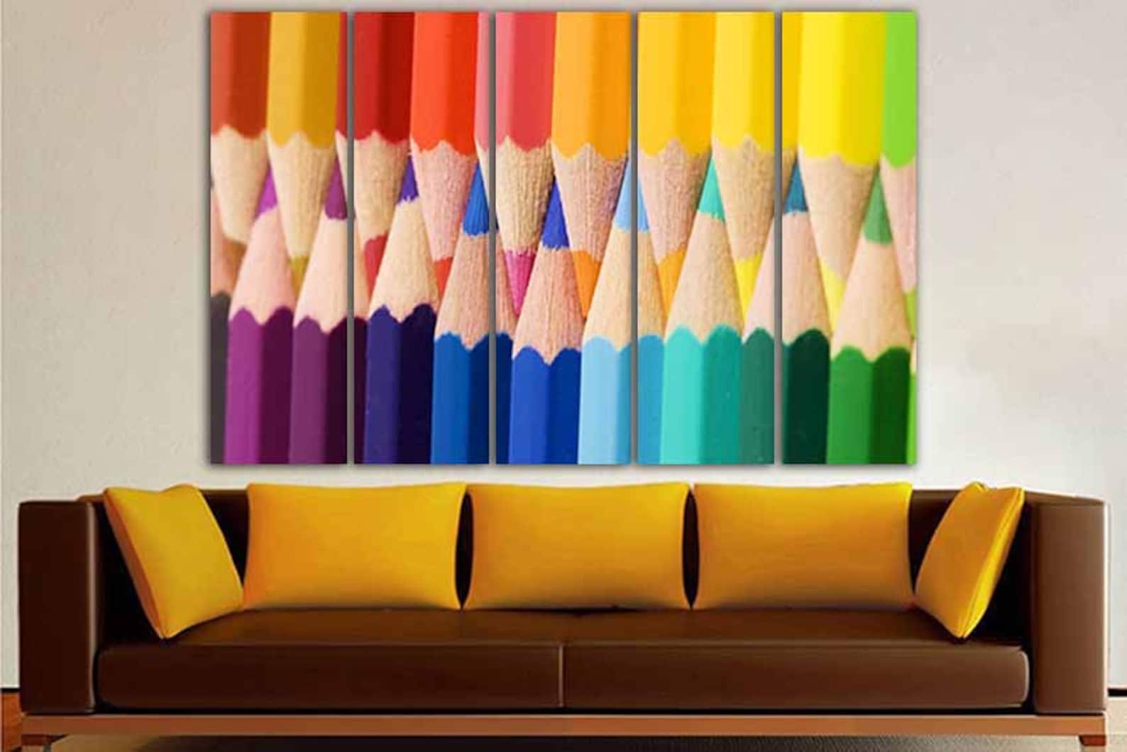 Pencil Canvas Color Pencil Decor Pencil Wall Art Rainbow | Etsy