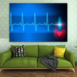Cardiogram Heart Wall Art Canvas Science Decor Pulse Medical Anatomy ...