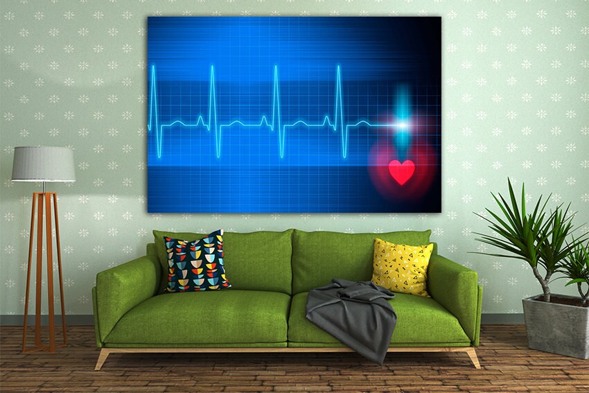 Cardiogram Heart Wall Art Canvas Science Decor Pulse Medical - Etsy