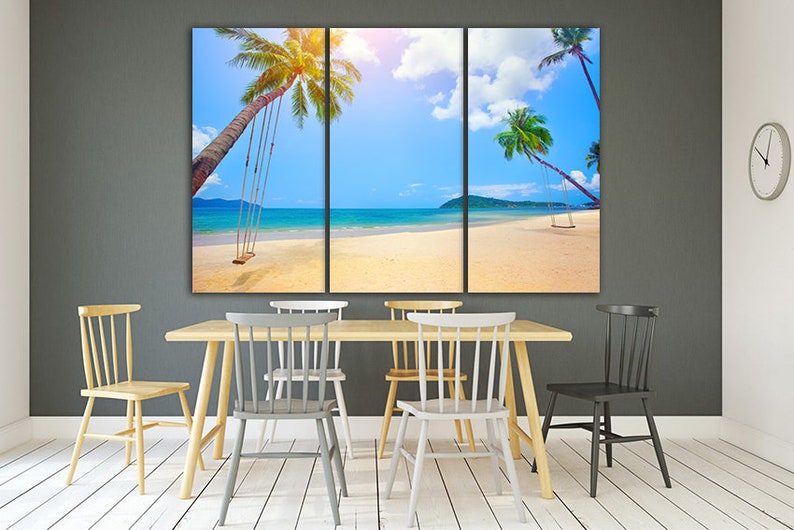 Ocean Canvas Beach Wall Art Beach Photo Palm Trees Print Trees - Etsy
