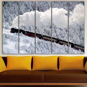 Multi Panel Wall Art Train Canvas Steam Train Decor Mechanism Decor ...