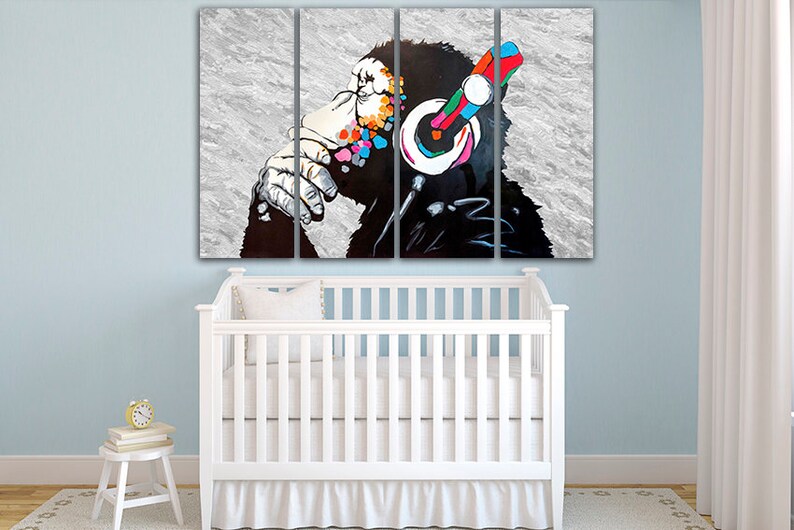 Monkey Canvas Set Gallery Canvas Art Artist Wall Print Street - Etsy