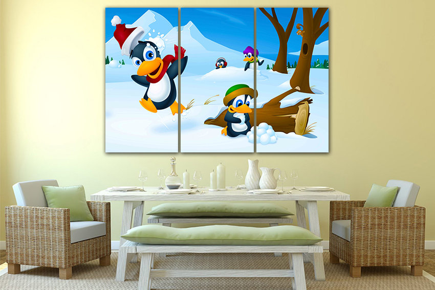 Penguins Print Penguin Canvas Arctic Penguin Nursery Decor | Etsy