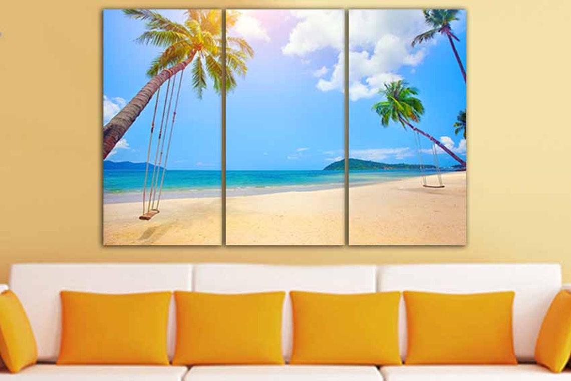 Ocean Canvas Beach Wall Art Beach Photo Palm Trees Print Trees - Etsy