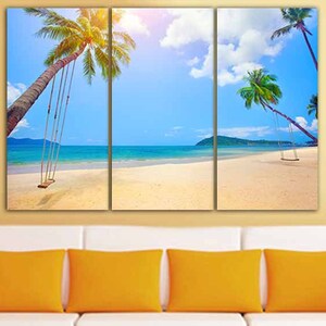 Ocean Canvas Beach Wall Art Beach Photo Palm Trees Print Trees Poster ...