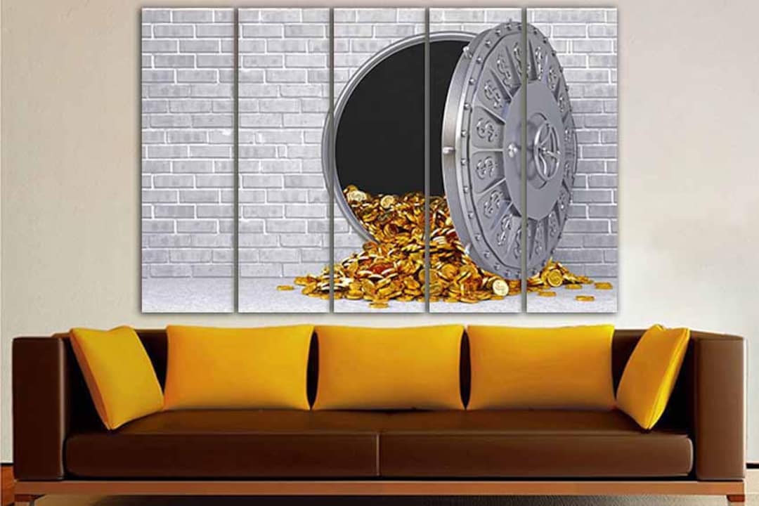 Bank Vault Print on Canvas Money Safe Cash Bank Print Bank Décor Bank ...