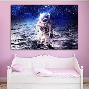 Man on Moon Art Wall Art Canvas Space Decor Spaceman Canvas Astronaut ...