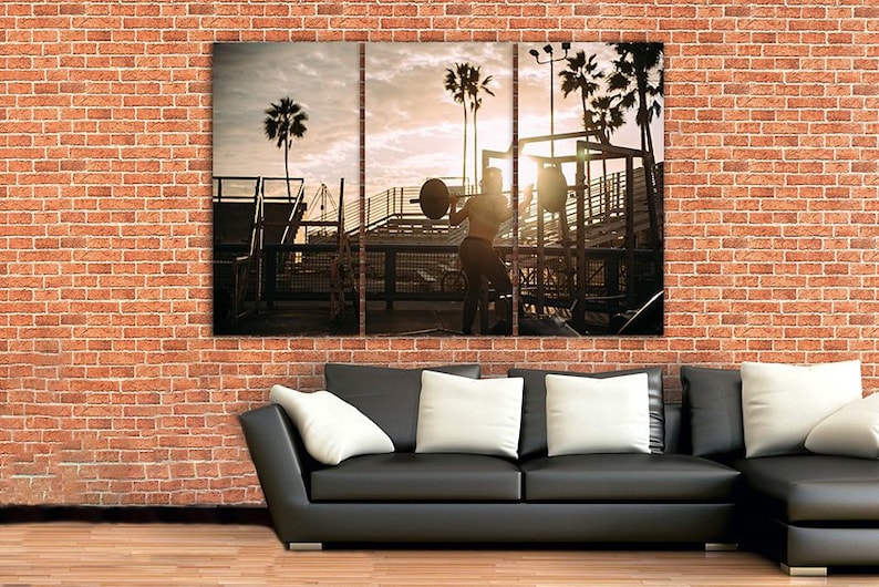 Barbell Print on canvas Crossfit wall art Sport décor Barbell | Etsy