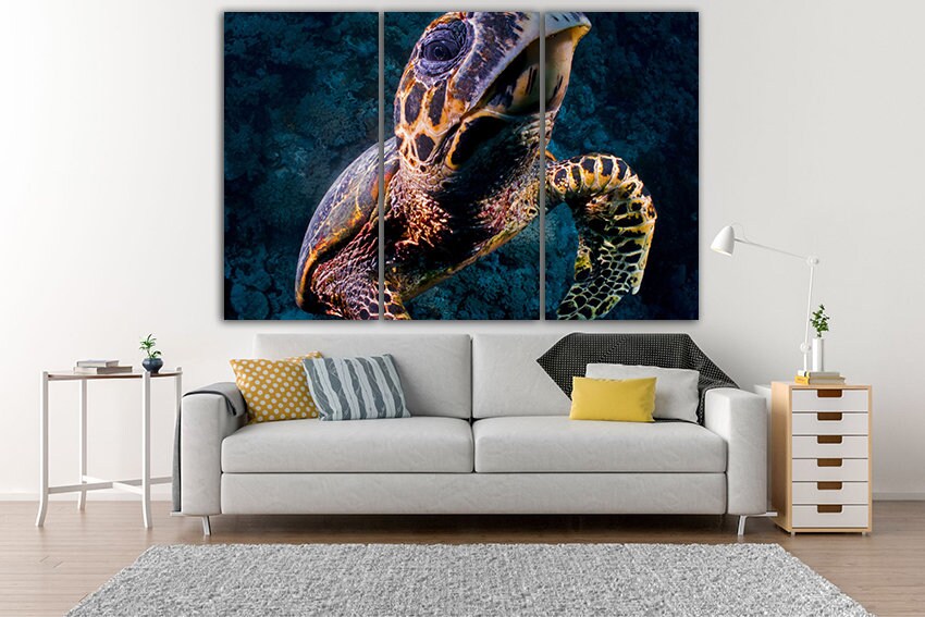 Turtle Art Print Split Canvas Turtle Canvas Set Turtle Wall - Etsy