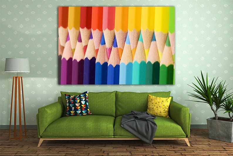 Pencil Canvas Color Pencil Decor Pencil Wall Art Rainbow | Etsy