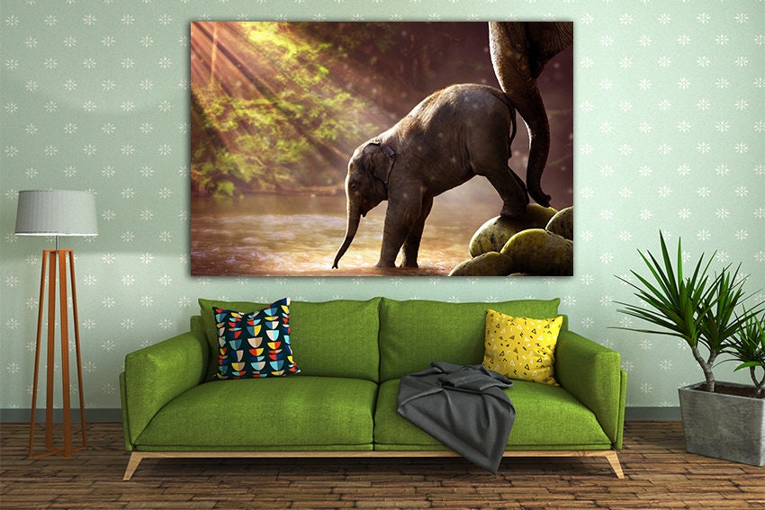 Baby Elephant Animal Décor Elephant Print Elephant Decor | Etsy