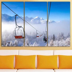 Mountain Lift Ski Resort Art Ski Resort Décor Large Canvas Set ...