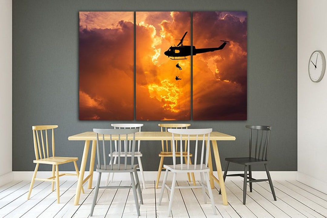 Panel Wall Art Helicopter Canvas Army Helicopter Mechanism Decor ...
