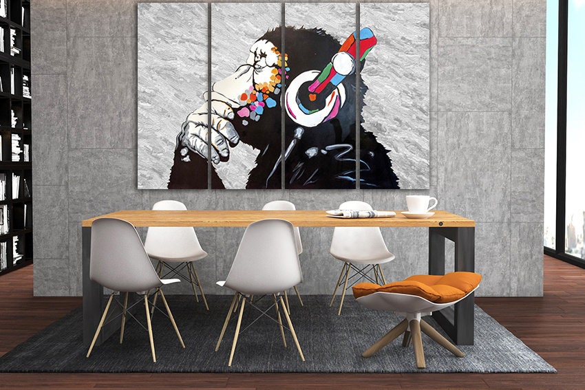 Monkey Canvas Set Gallery Canvas Art Artist Wall Print Street | Etsy