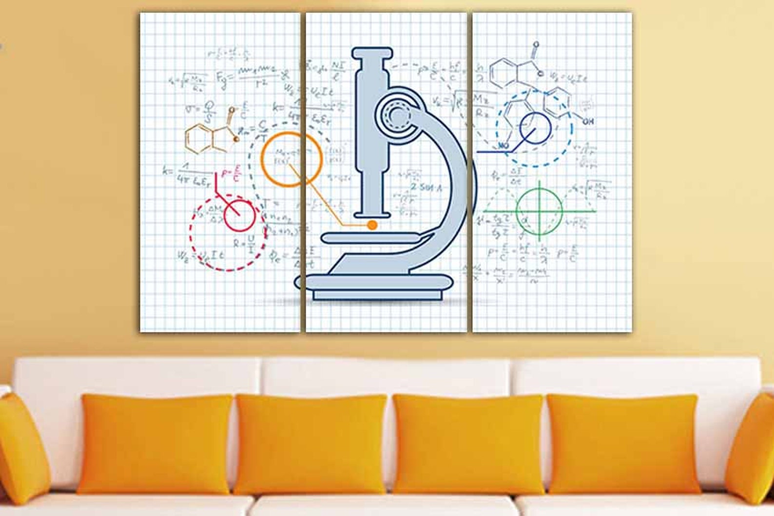 Microscope canvas Science wall decor Biology print Microscope | Etsy