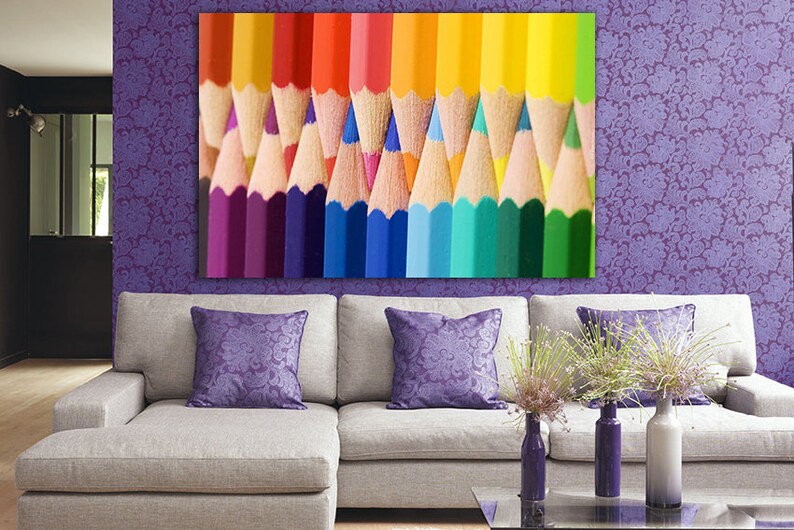 Pencil Canvas Color Pencil Decor Pencil Wall Art Rainbow | Etsy