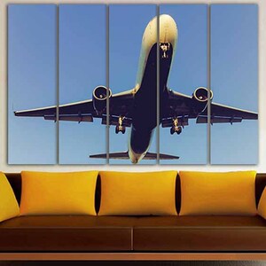 Panel Art Airplane Plane Canvas Art Aircraft Home Print Mechanism Decor ...