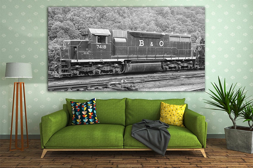 Wall art canvas Baltimore Ohio Train wall art Mechanism decor | Etsy