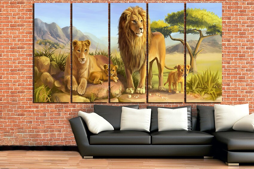 Lion Canvas Lion Print Lion Wall Art Nursery Decor Kid Wall - Etsy