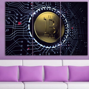 Bitcoin Print Bitcoin Canvas Finance Art Cryptocurrency Bitcoin Wall ...