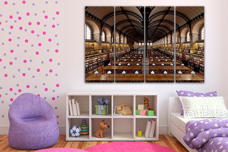 Library Canvas Set Library Wall Décor France Library Books | Etsy