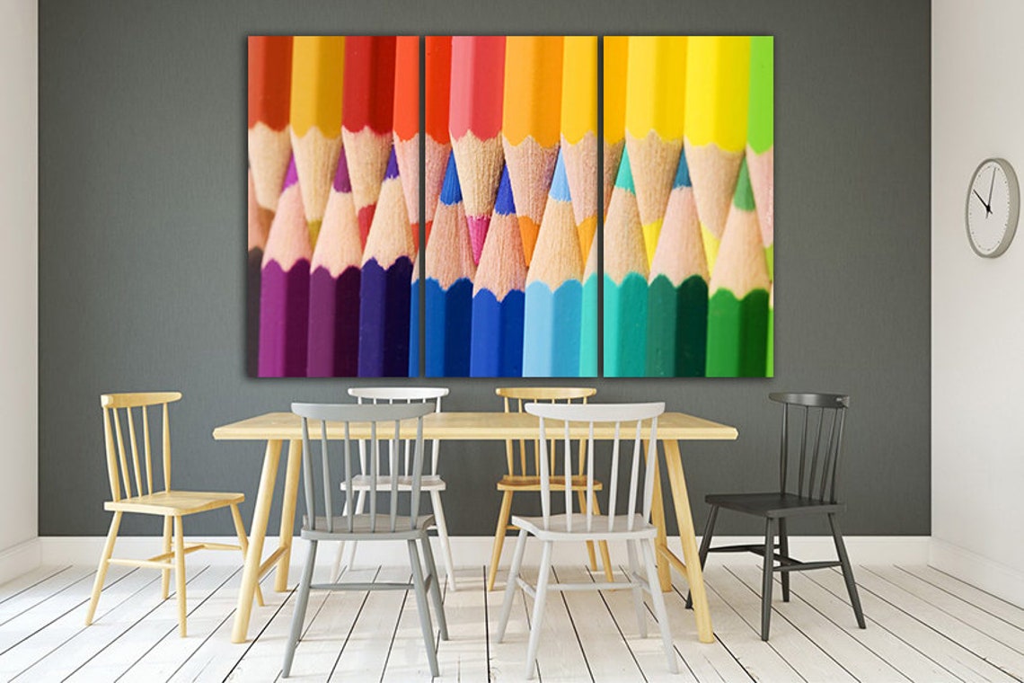 Pencil Canvas Color Pencil Decor Pencil Wall Art Rainbow - Etsy