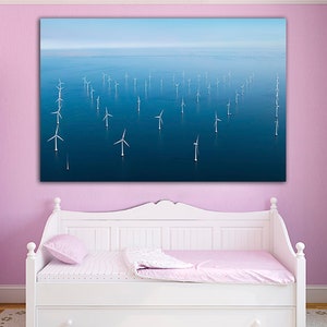 Panel Wall Art Wind Turbine Engine Canvas Wind Turbine Decor Mechanism ...
