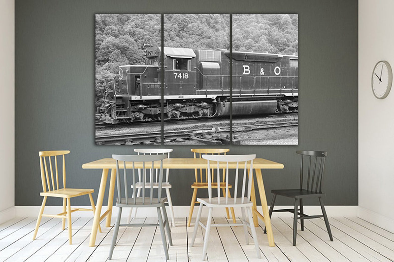 Wall art canvas Baltimore Ohio Train wall art Mechanism decor | Etsy