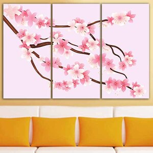 Sakura Canvas Flower Wall Decor Cherry Blossom Art Floral Décor Japan ...