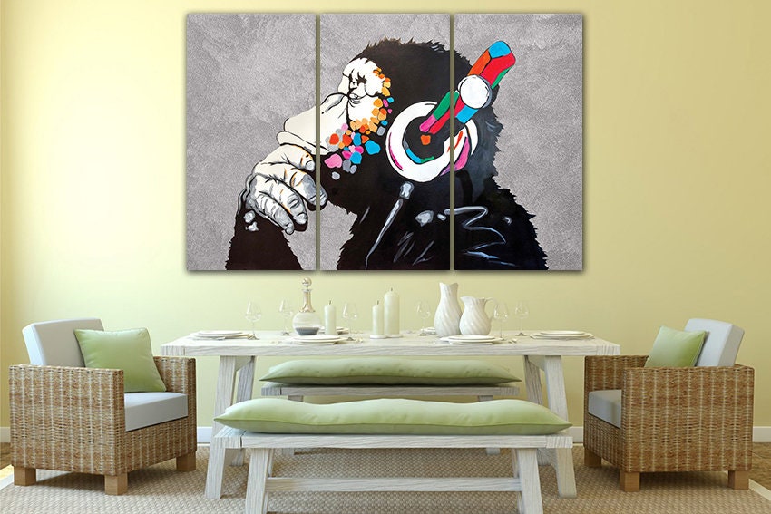 Monkey Canvas Music Canvas Print Street Art Decor Graffiti - Etsy