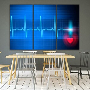 Cardiogram Heart Wall Art Canvas Science Decor Pulse Medical Anatomy ...