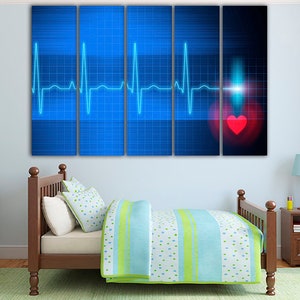 Cardiogram Heart Wall Art Canvas Science Decor Pulse Medical Anatomy ...